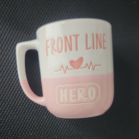Dining | Euc Front Line Hero Pink White Coffeetea Mug | Poshmark